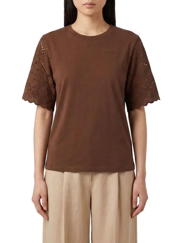 MC2 SAINT BARTH Cotton T-shirt With Embroidered Logo And Lace Details - Fa01
