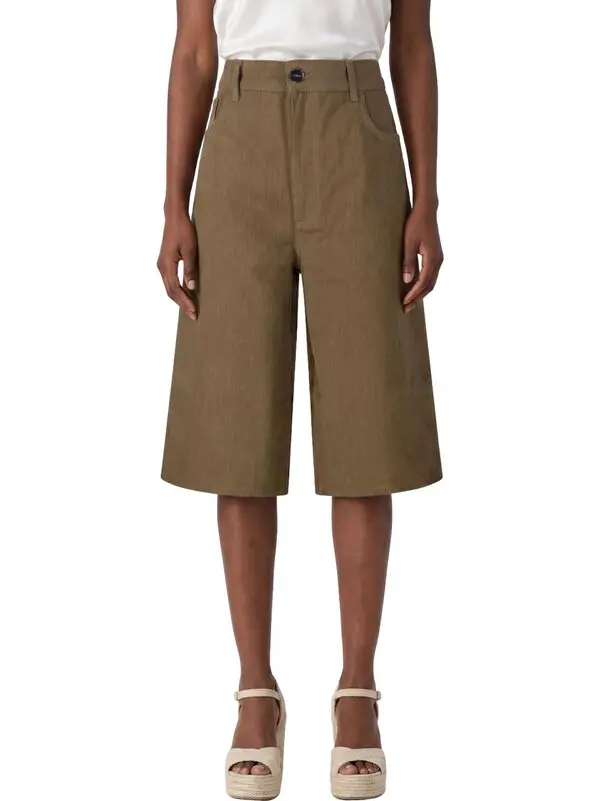 RÓHE High-waisted 5-pocket Knee-length Bermuda Shorts - Green