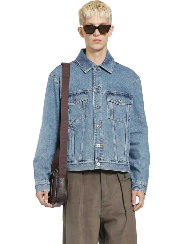 Loewe Anagram Embroidered Denim Jacket - Blue