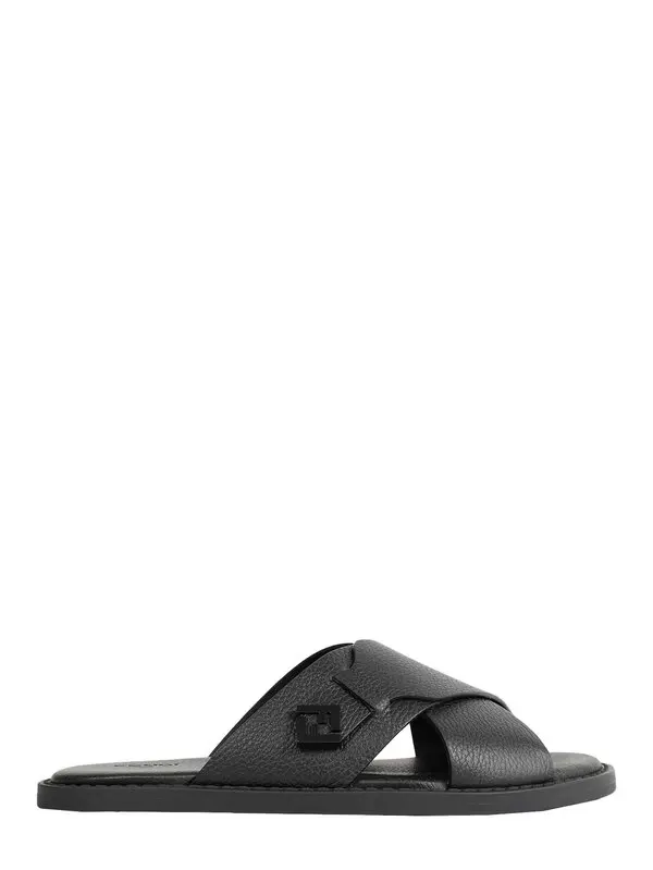 Fendi Squared Ff Slides - Black
