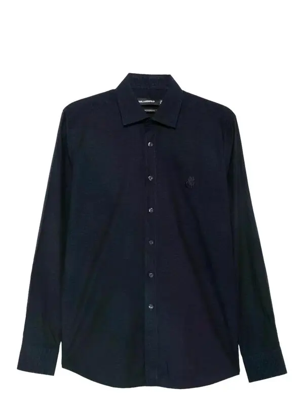 Karl Lagerfeld Floral-embroidered Shirt - Blue