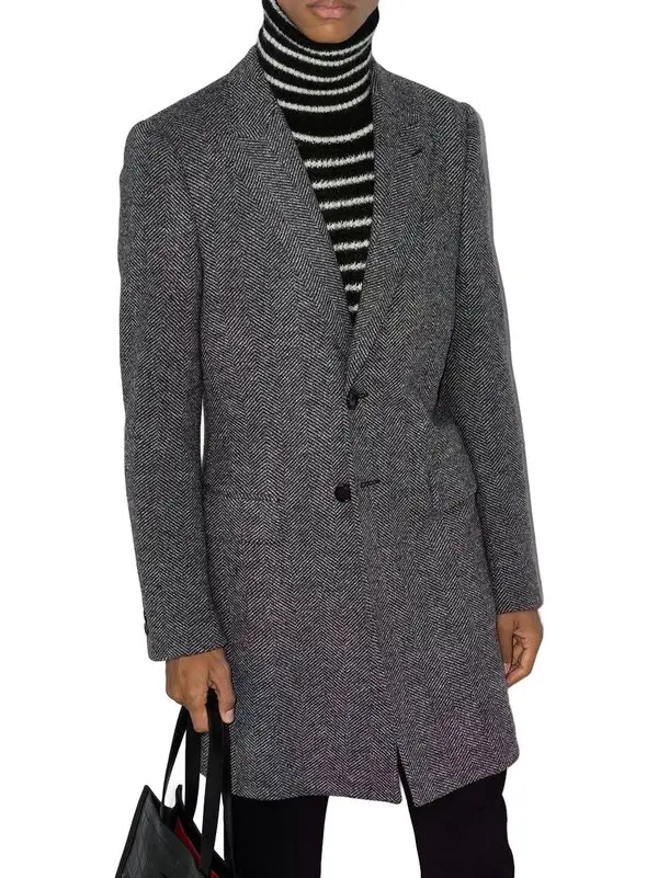 Dolce & Gabbana Wool Plaid Pattern Single-breasted Tailored Coat - Grey