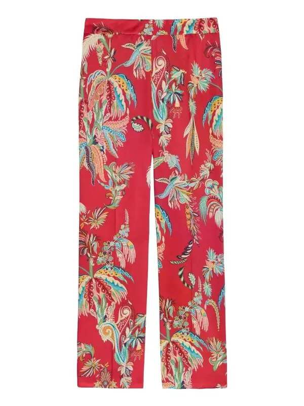 Etro Graphic-print Straight-leg Trousers - Red
