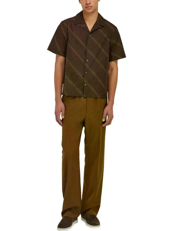 FERRAGAMO Short-sleeve Bowling Shirt - Brown