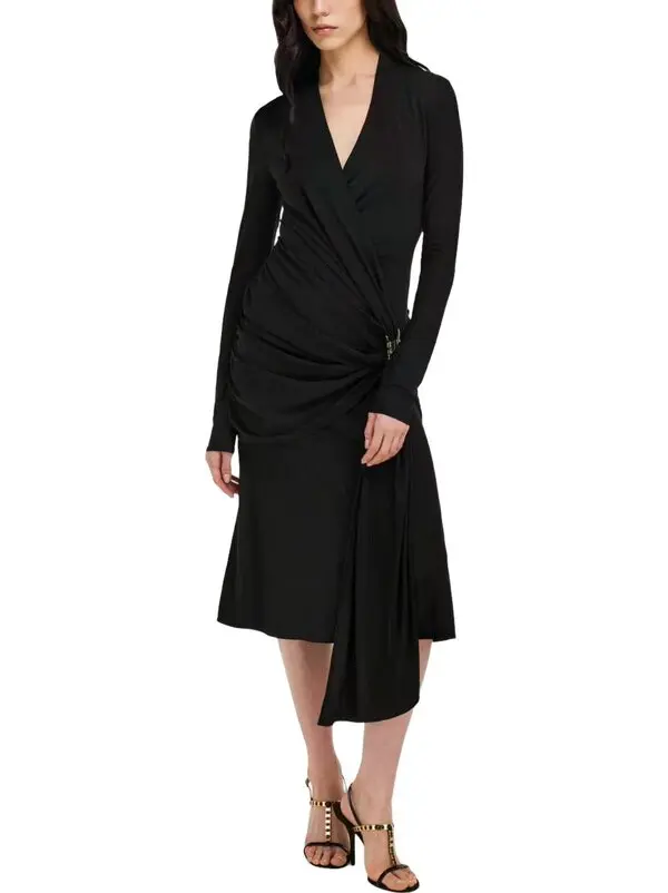 FERRAGAMO Viscose Dress With Gathered Waist - Black