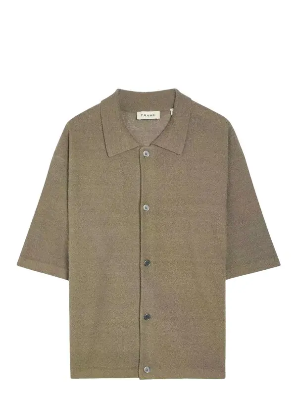 FRAME Short-sleeve Button-down Linen Shirt - Brown