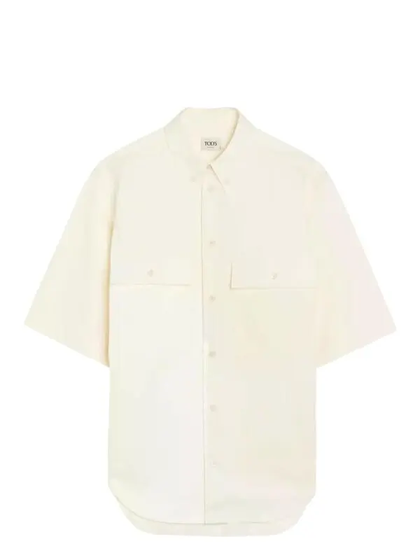TOD'S Short-sleeve Button-down Shirt With Chest Pockets - Neutrals
