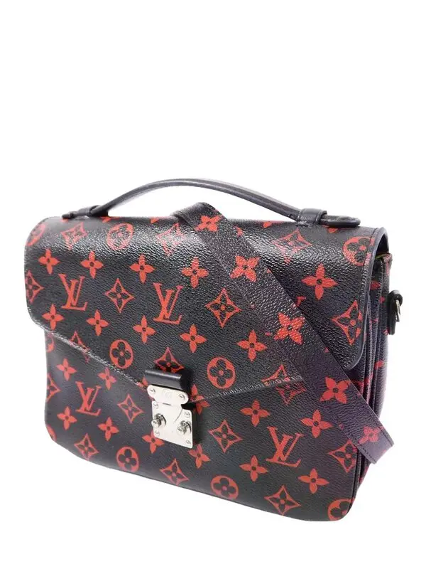 LOUIS VUITTON Monogram Pochette Metis Tote Bag - Black