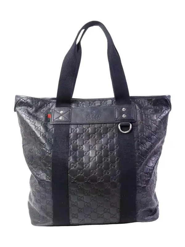 Gucci Gg Supreme Debossed Leather Tote Bag - Black