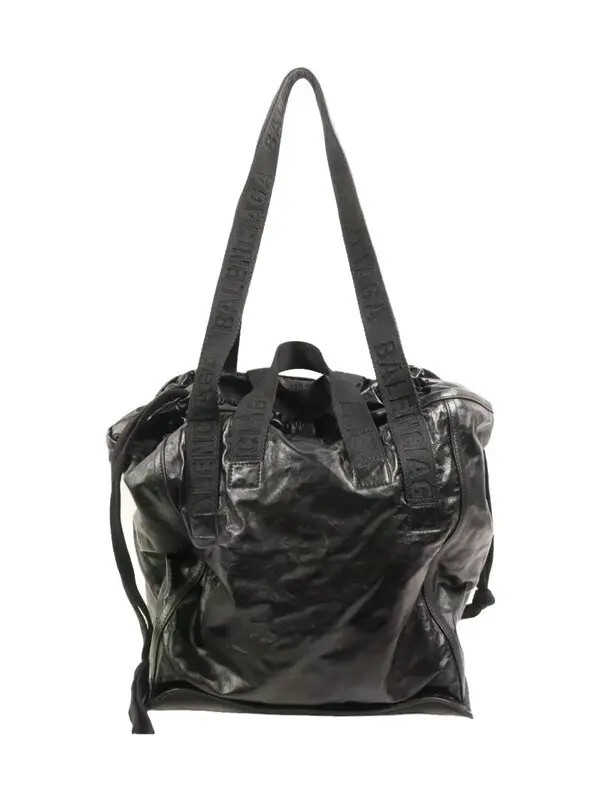 Balenciaga Logo-strap Leather Tote Bag - Black