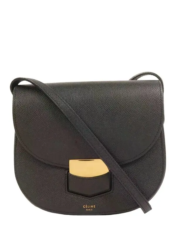 Celine Ghw Trotteur Leather Crossbody Bag - Black