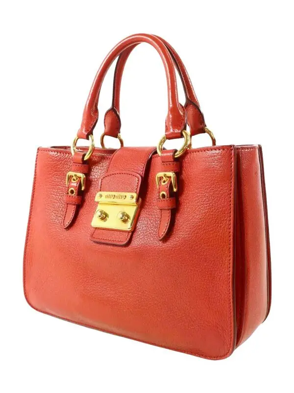 Miu Miu Buckled Leather Shoulder Bag - Orange