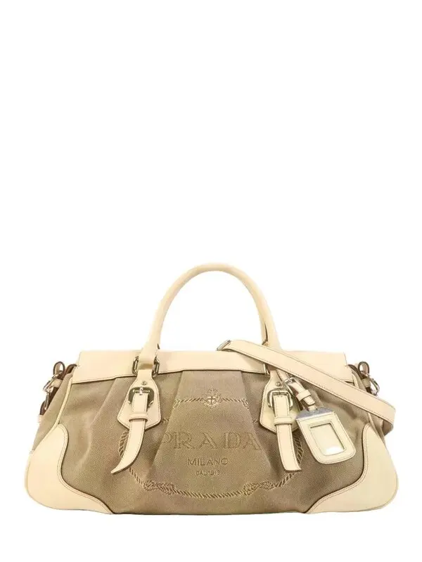 Prada Logo Jacquard Shoulder Bag - Brown