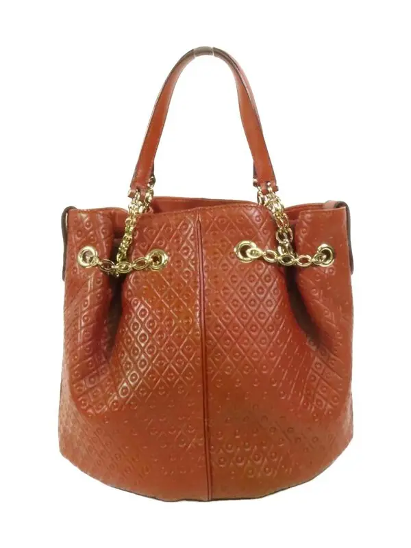 TOD'S Embossed Leather Bucket Bag - Brown
