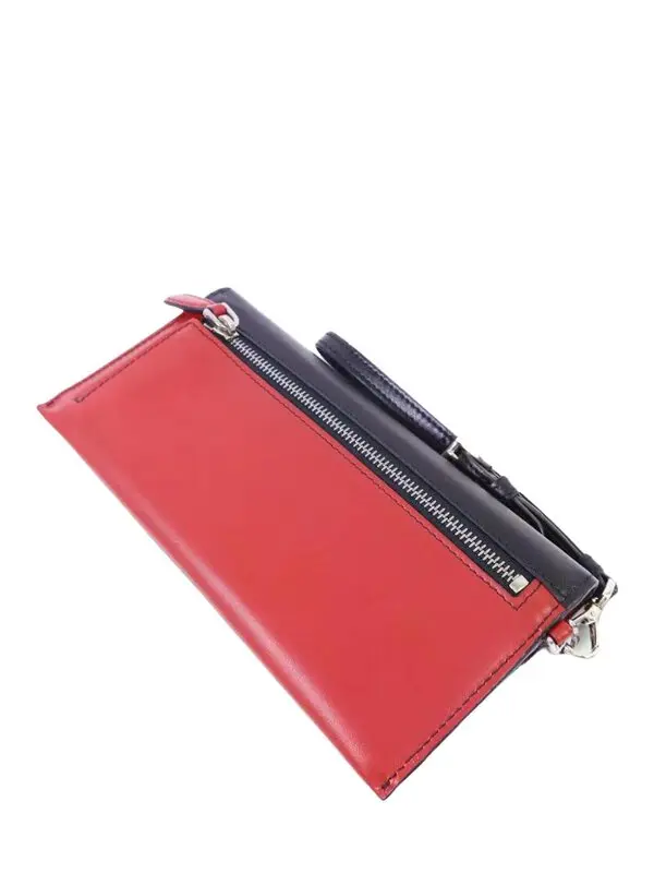 Prada Logo-embossed Leather Clutch Bag - Red