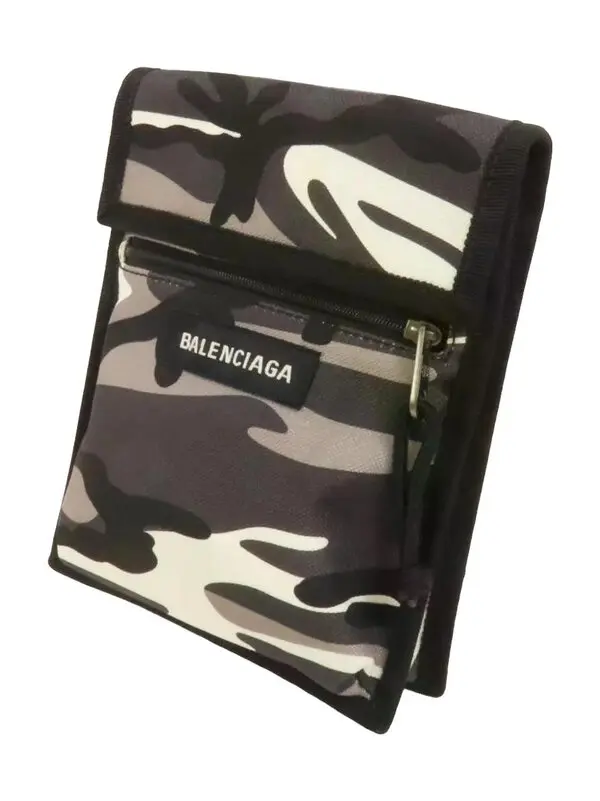 Balenciaga Camouflage Print Shoulder Bag - Black