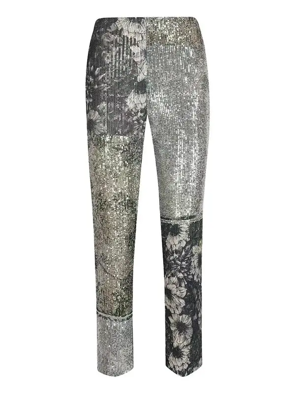MAISON MARGIELA Sequin Embellished Patchwork Trousers - Silver