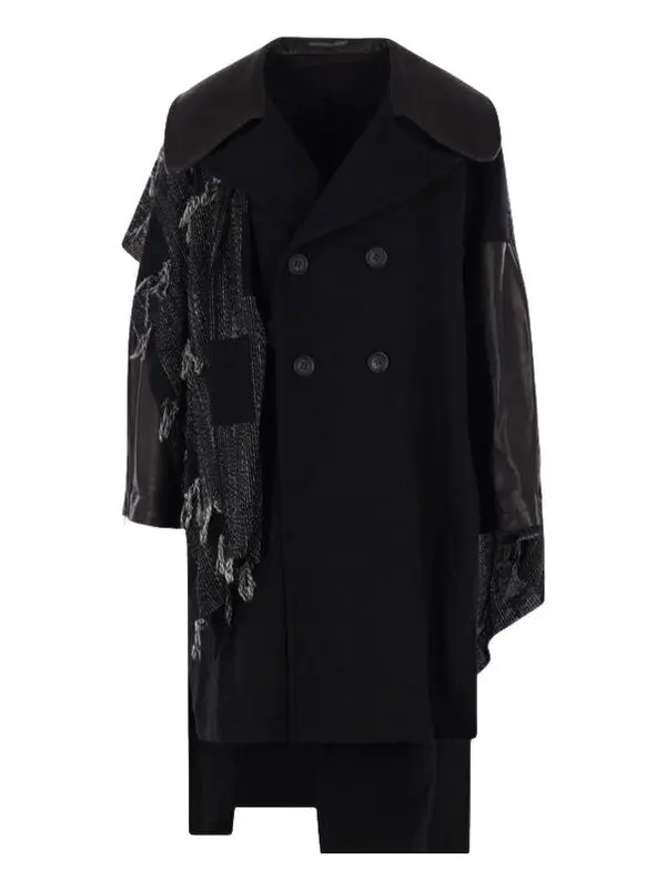 Yohji Yamamoto Double-breasted Distressed Coat - Black