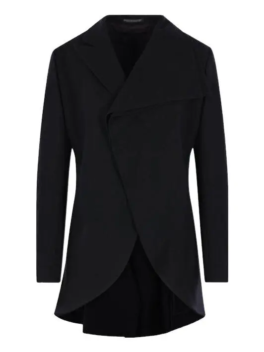 Yohji Yamamoto Asymmetrical Jacket With Hidden Snaps And Back Vents - Black