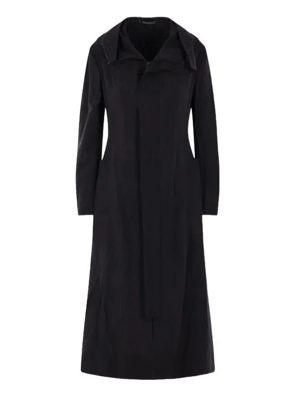 Yohji Yamamoto Hooded Zip Coat - Black