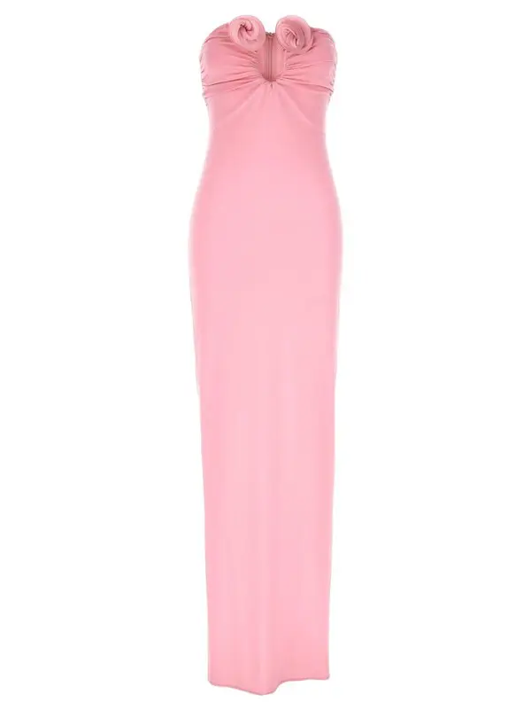 Magda Butrym Strapless Maxi Dress With Floral Appliqu - Pink