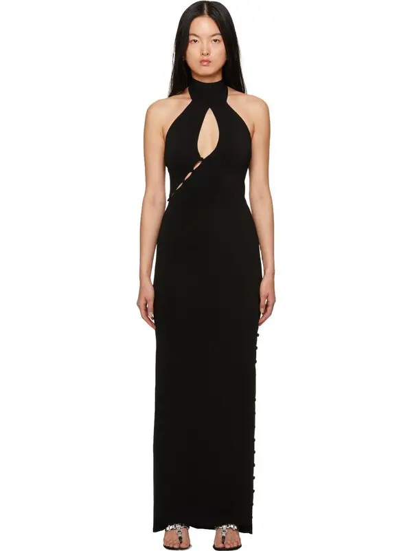 Magda Butrym Open Back Jersey Maxi Dress - Black