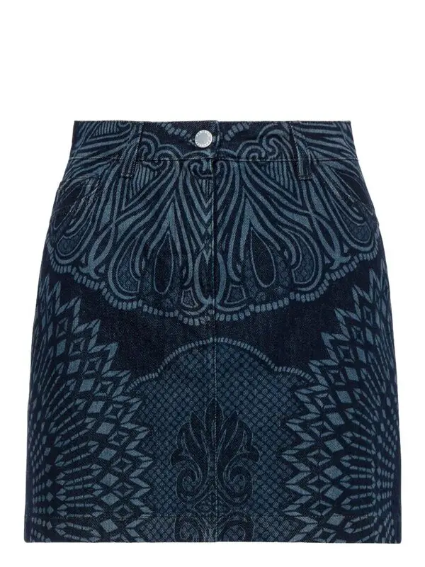 Alberta Ferretti Jacquard Denim Mini Skirt - Black