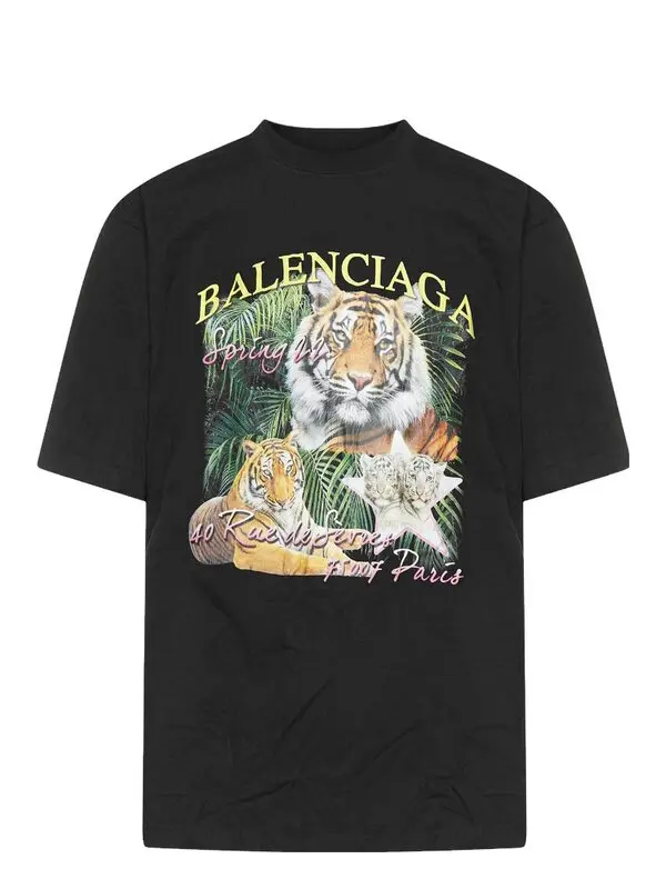 Balenciaga Tiger Printed T-shirt - Black