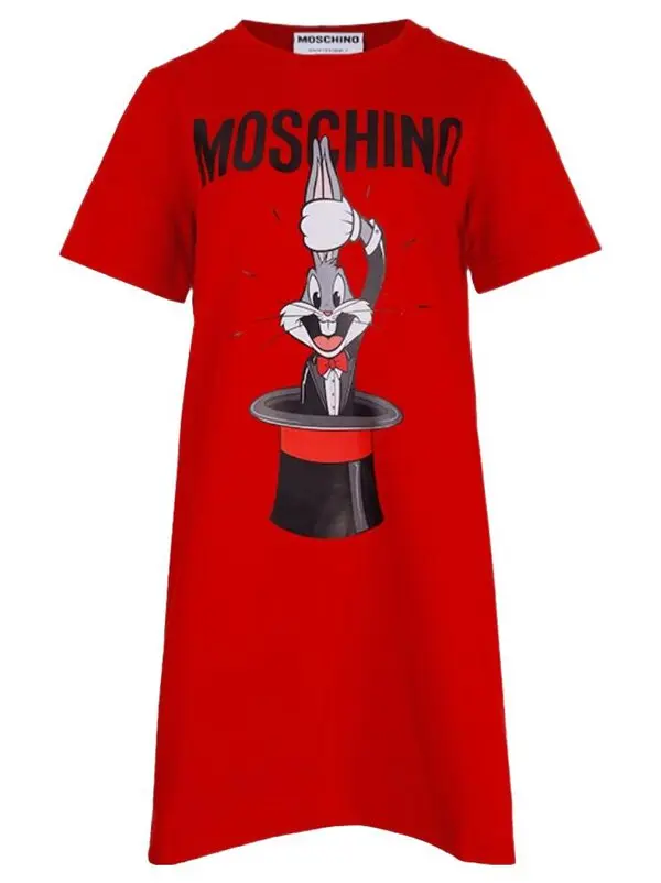 Moschino Bugs Bunny Graphic Print T-shirt Dress - Red