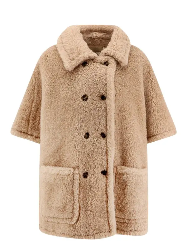 Max Mara Cashmere Double-breasted Shawl With Short Sleeves - Nude