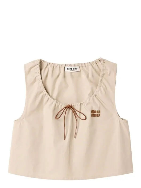 Miu Miu Panama Cotton Crop Top - Nude