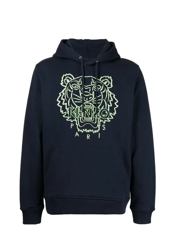 Kenzo Tiger Head Print Hoodie - Black