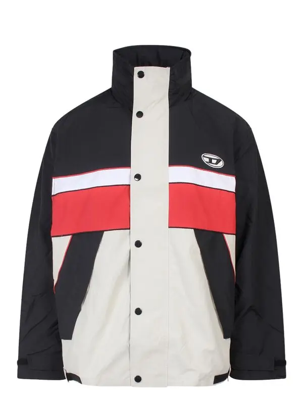 DIESEL® Color-blocked Funnel Neck Jacket - Black