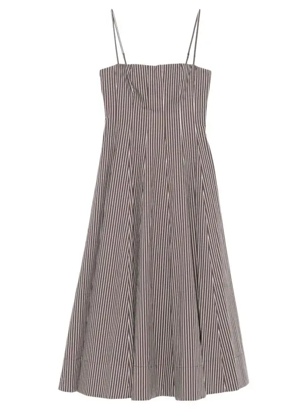 Staud Wylie Sleeveless Midi Dress With Spaghetti Straps And Flared Hem - Gray