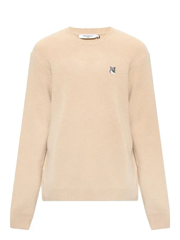 Maison Kitsuné Fox Crewneck Wool Jumper - Nude