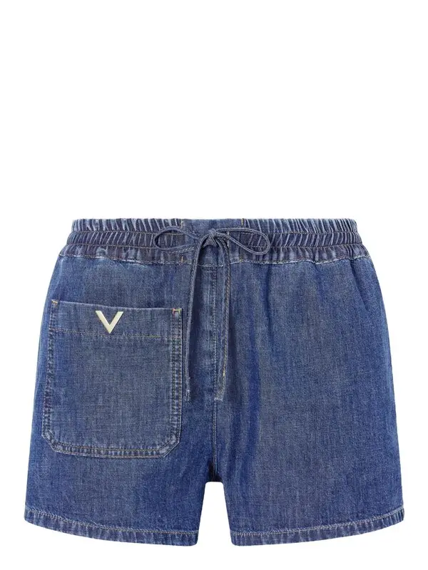 Valentino Garavani Drawstring Denim Shorts - Blue