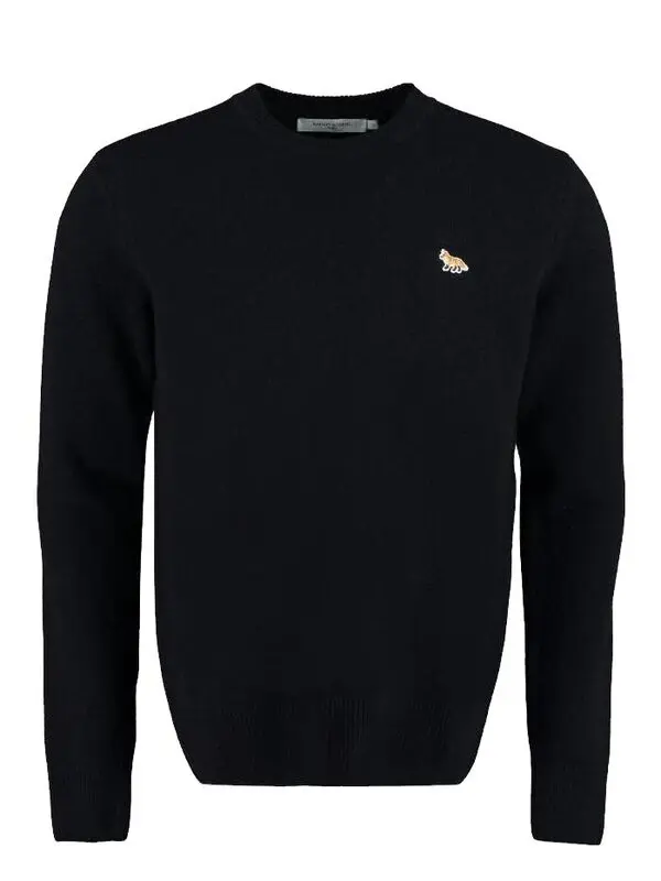 Maison Kitsuné Baby Fox Patch Crew Neck Pullover - Black
