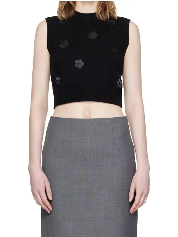 Cecilie Bahnsen Floral Appliqué Vest - Black