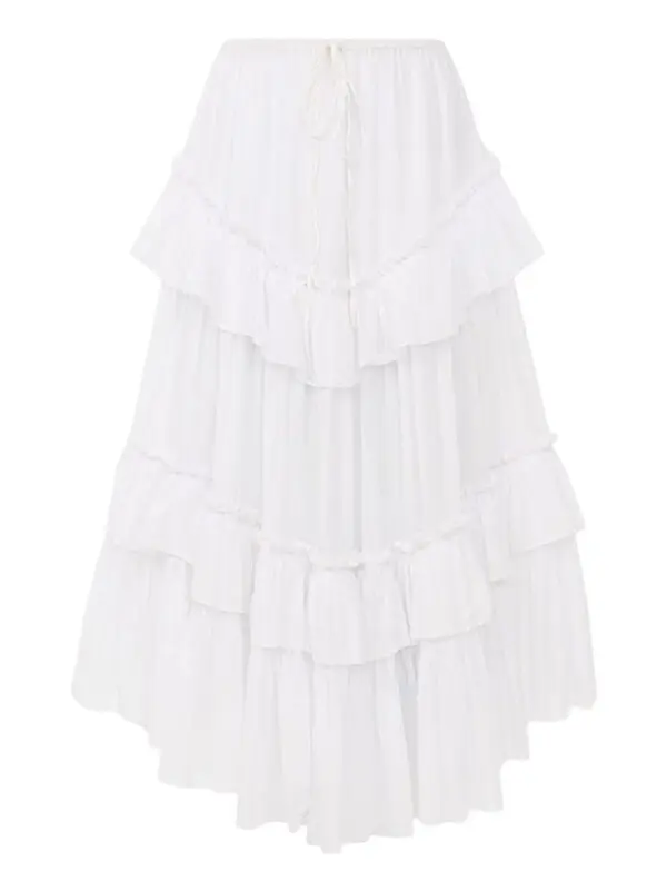 Chloé Tiered Ruffle Midi Skirt - White