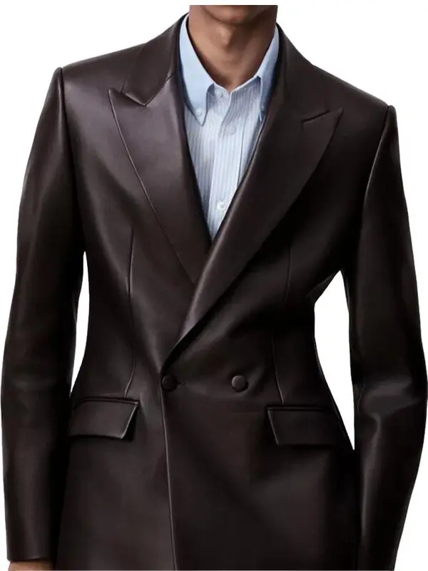Dior Leather Bar Jacket - Dark Brown