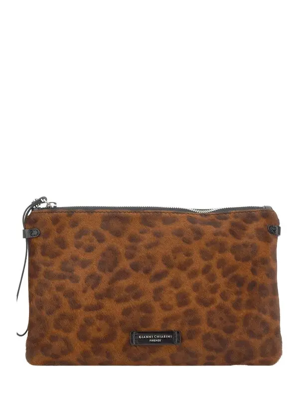 GIANNI CHIARINI Hermy Printed Pony Clutch - Brown