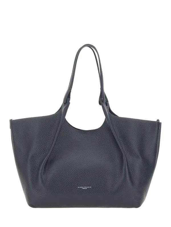 GIANNI CHIARINI Double-handled Textured Leather Shoulder Bag - Black