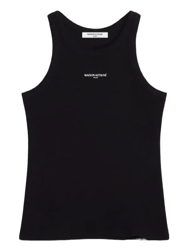 Maison Kitsuné Logo Ribbed Tank Top - Black