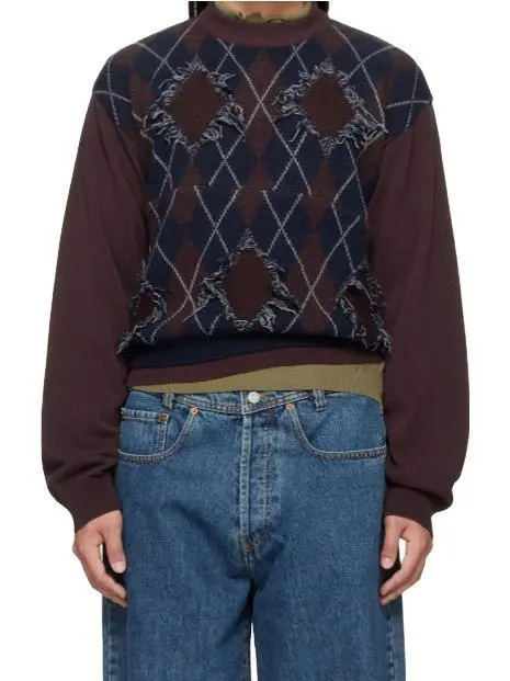 MAGLIANO Uncle" Argyle Knit Sweater - Burgundy  Blue