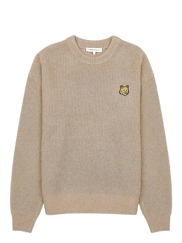Maison Kitsuné Long Sleeve Crew Neck Sweater - Nude