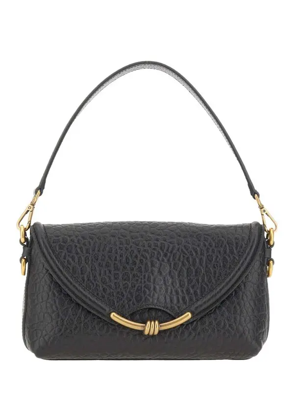 GIANNI CHIARINI Bea Shoulder Bag With Flap And Top Handle - Black