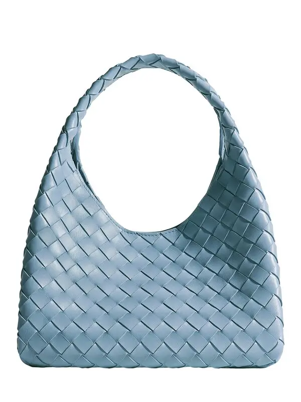 Bottega Veneta Intrecciato Leather Campana Shoulder Bag - Grey