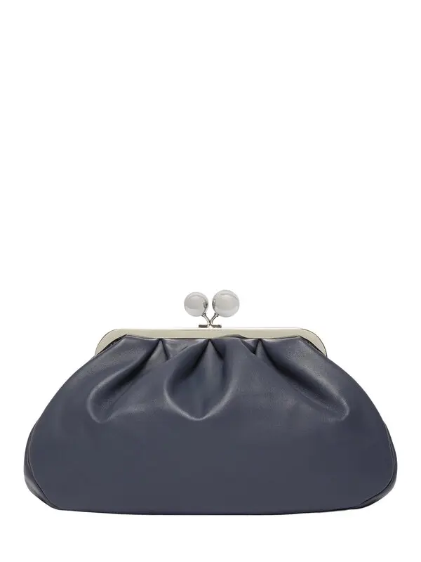 Max Mara Medium Leather Pasticcino Clutch Bag - Navy