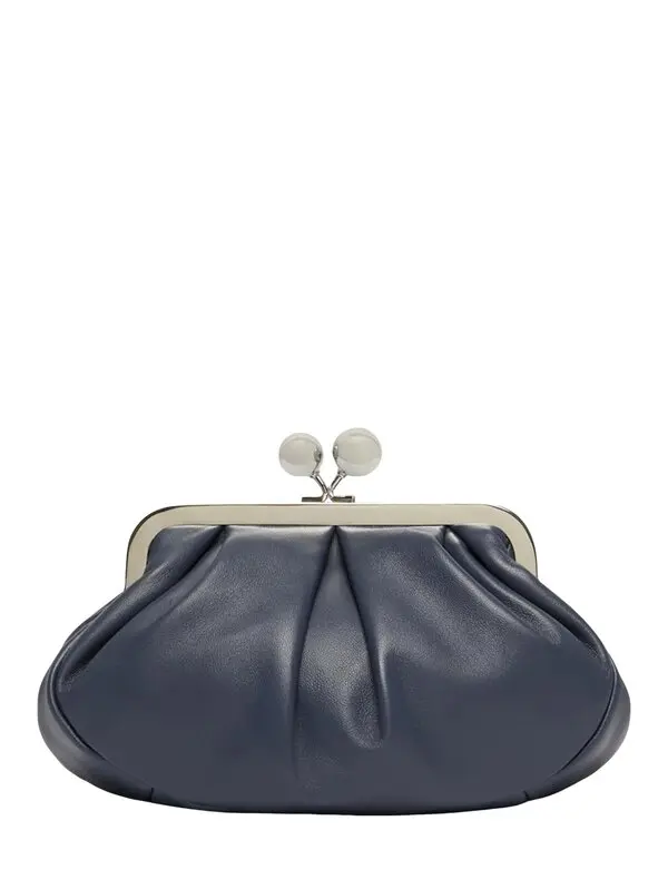 Max Mara Small Leather Pasticcino Clutch - Navy