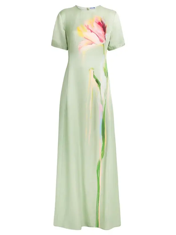 LEO LIN Floral Tulip Print Maxi Dress - Green